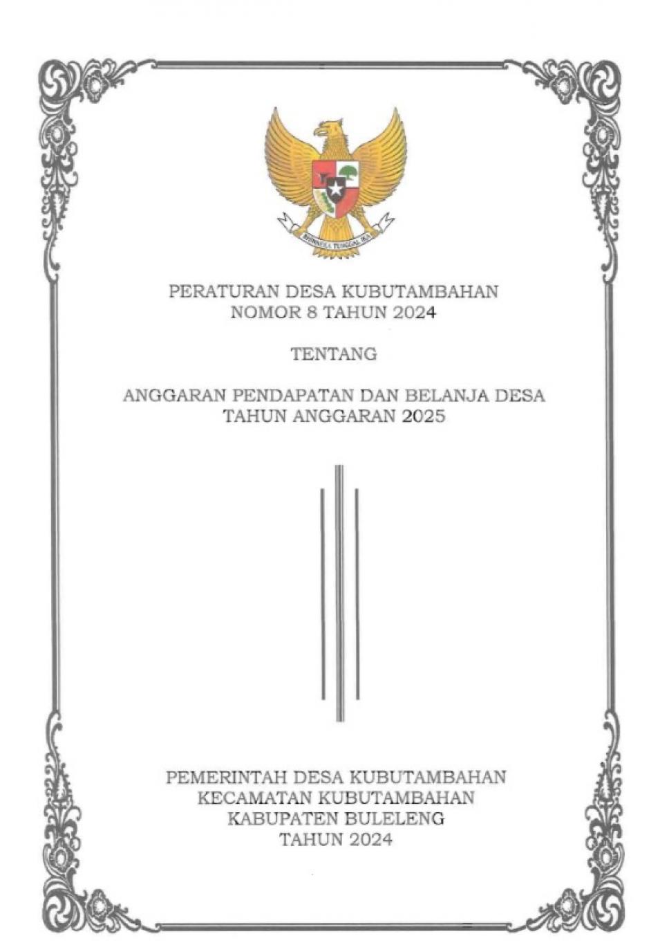 PERATURAN DESA TENTANG APBDESA 2025 - Website Desa Kubutambahan